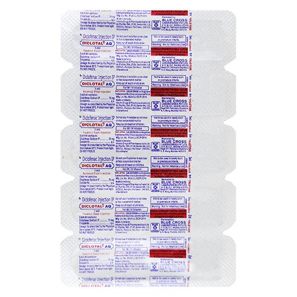 Diclotal AQ 75mg Injection 1ml Price, Uses, Side effects, Substitutes ...