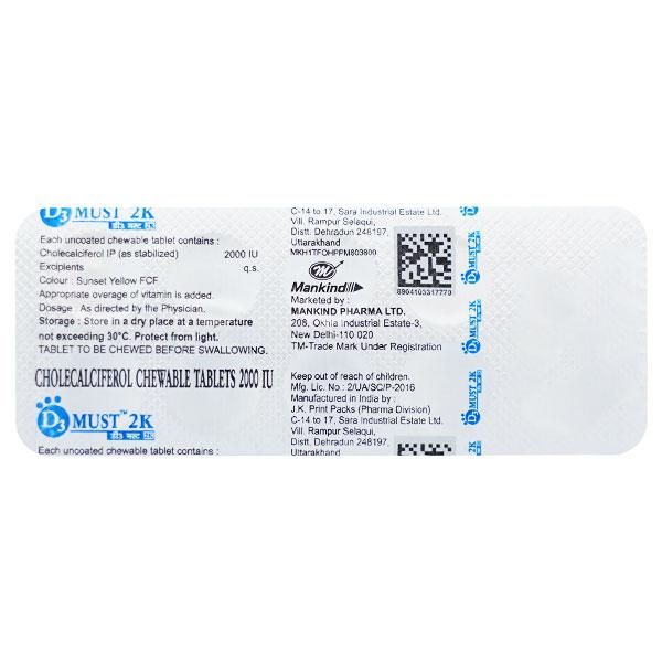 D3 Must 2K Tablet 10'S Price, Uses, Side effects, Substitutes | Netmeds