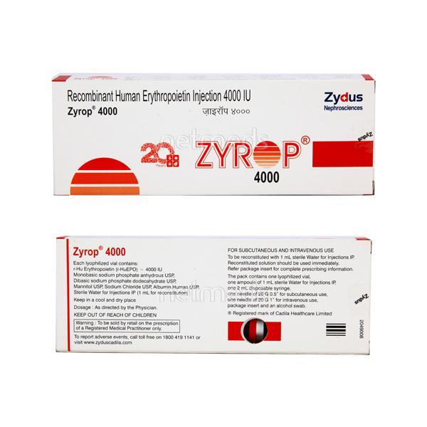 Zyrop 4000IU Injection 1's : Uses, Side Effects, Price | Netmeds
