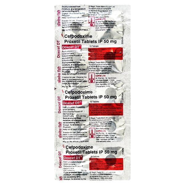 Doxcef DT 50mg Tablet 10'S : Price, Uses, Side Effects | Netmeds