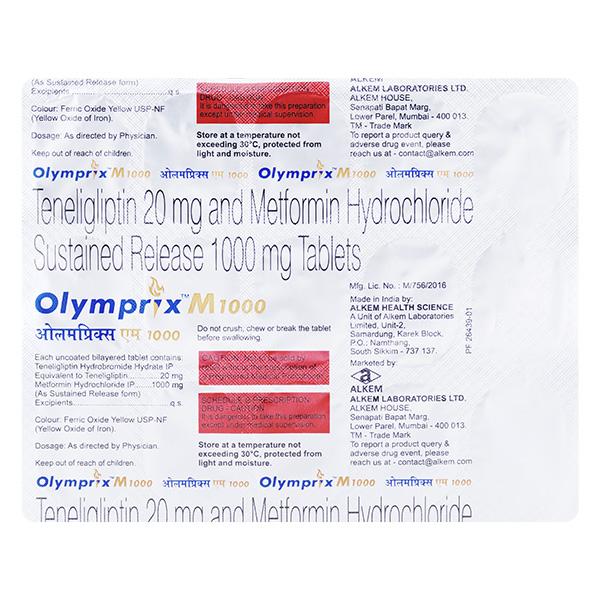 Olymprix M 1000mg Tablet 15'S : Price, Uses, Side Effects | Netmeds