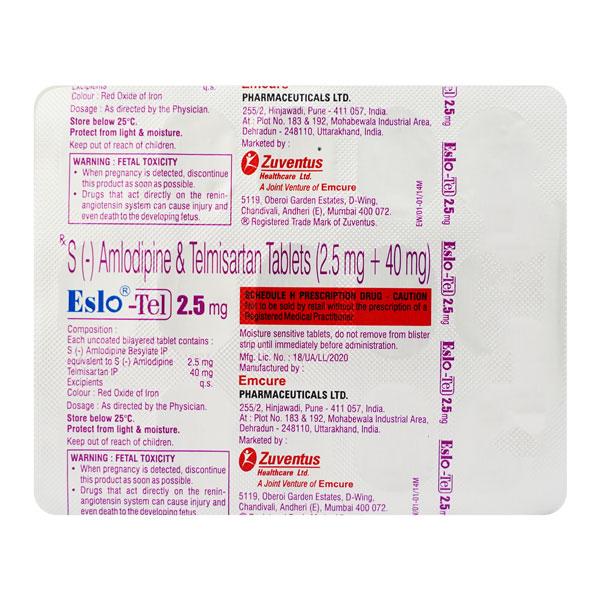 Eslo Tel 2.5mg Tablet 15'S : Price, Uses, Side Effects | Netmeds
