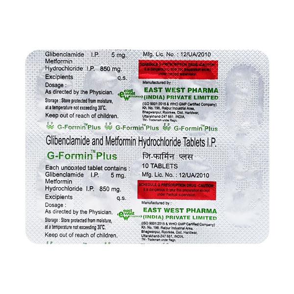 Buy G Formin Plus Tablet 10'S Online - Price, Uses & Side Effects | Netmeds