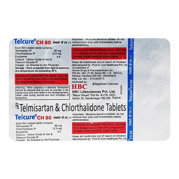 TELCURE CH 80 Tablet 15's : Price, Uses, Side Effects | Netmeds