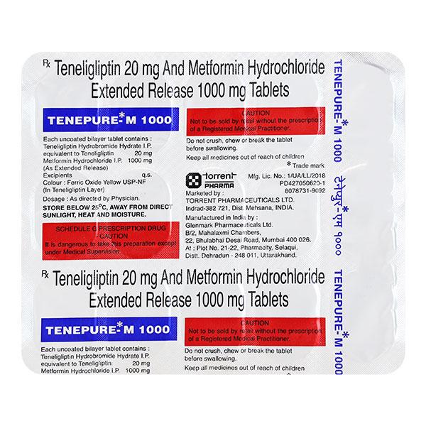 TENEPURE M 1000 Tablet 15's Price, Uses, Side effects, Substitutes ...