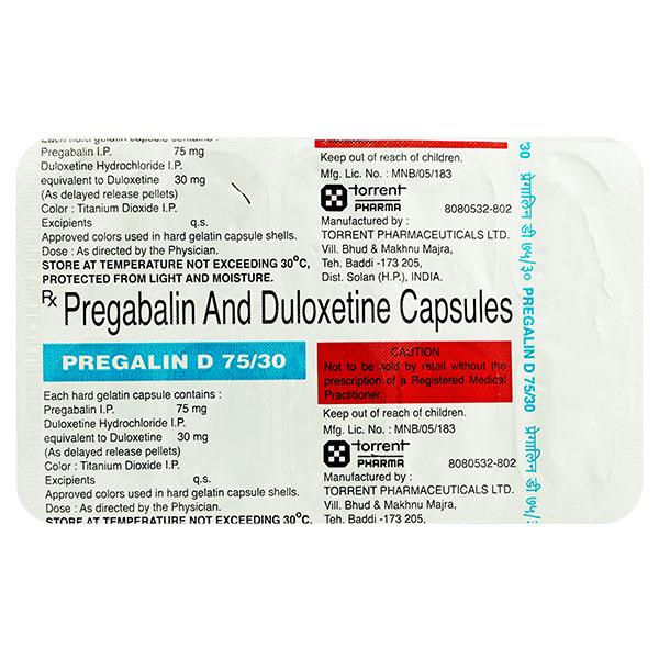 PREGALIN D 75/30 Capsule 10's Price, Uses, Side effects, Substitutes ...