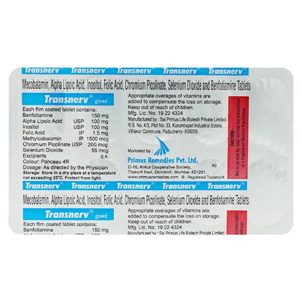 TRANSNERV Tablet 10's Price, Uses, Side effects, Substitutes | Netmeds