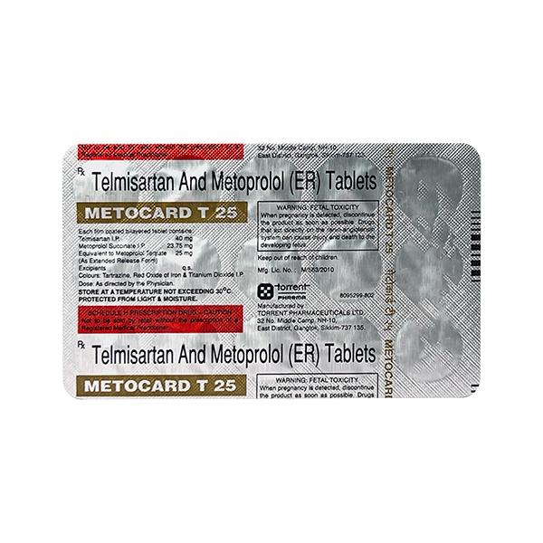 Buy METOCARD T 25 Tablet 15's Online | Netmeds
