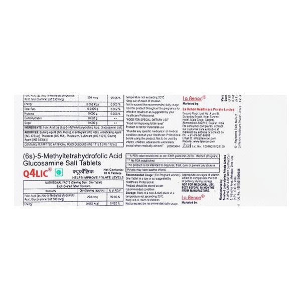 Buy Q4LIC Tablet 10's Online at Upto 25% OFF | Netmeds