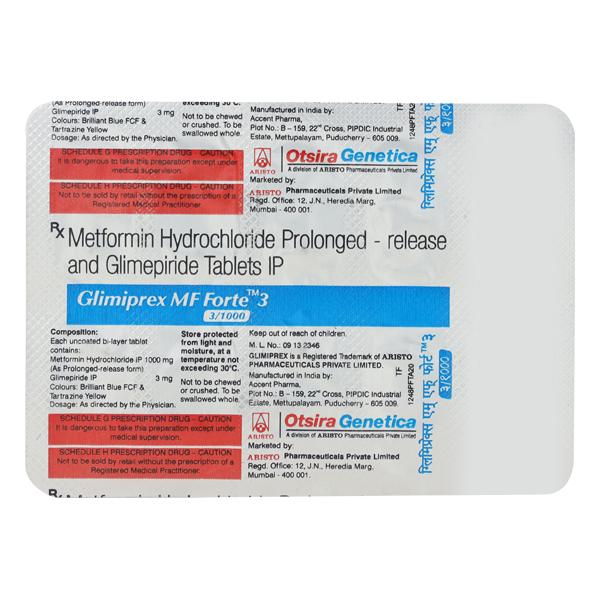 GLIMIPREX MF FORTE 3 Tablet 10's : Price, Uses, Side Effects | Netmeds