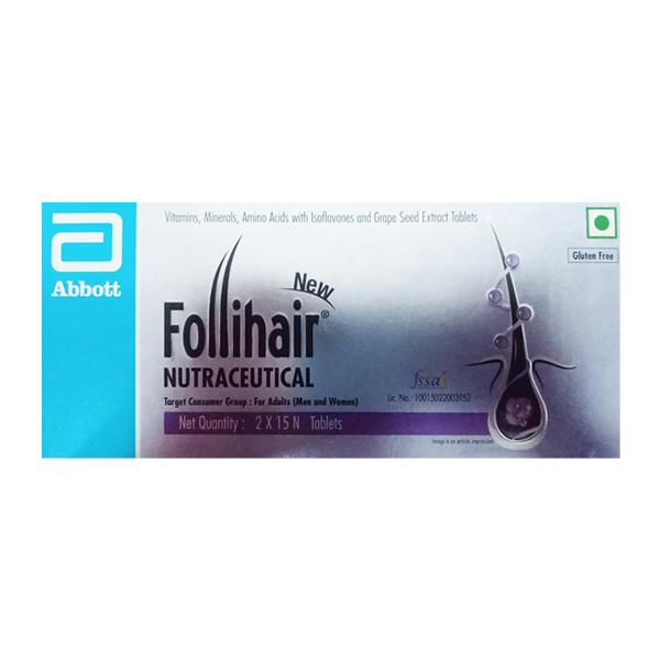 FOLLIHAIR NEW GLUTEN FREE Tablet 15's Price, Uses, Side effects ...