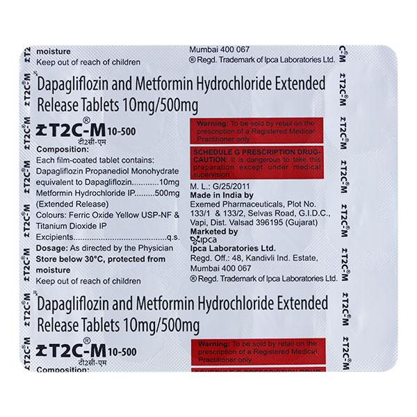T2C M 10/500 Tablet 15's Price, Uses, Side effects, Substitutes | Netmeds