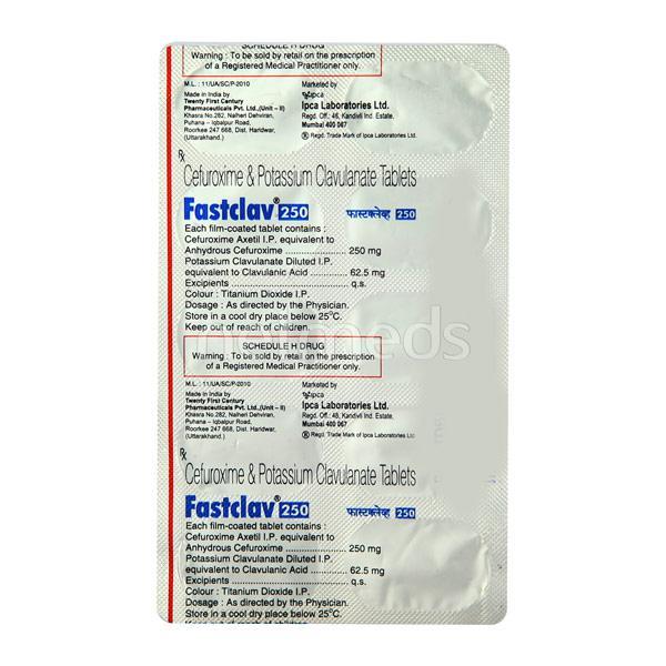 Fastclav 250mg Tablet 10'S : Price, Uses, Side Effects | Netmeds