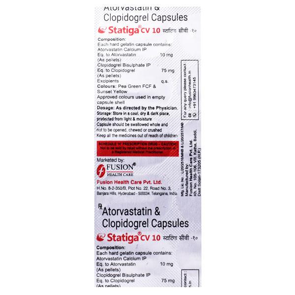 STATIGA CV 10 Capsule 10's Price, Uses, Side effects, Substitutes | Netmeds