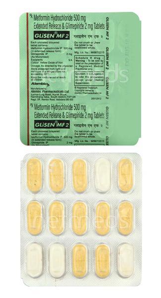 Glisen MF 2mg Tablet 15'S : Price, Uses, Side Effects | Netmeds
