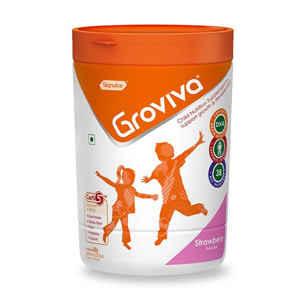 Groviva Age 2+ Strawberry Flavour Powder 400gm - Nutritious Supplement ...