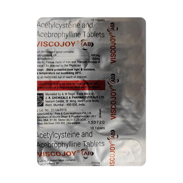 VISCOJOY AB 600/100 Tablet 10's Price, Uses, Side effects, Substitutes ...