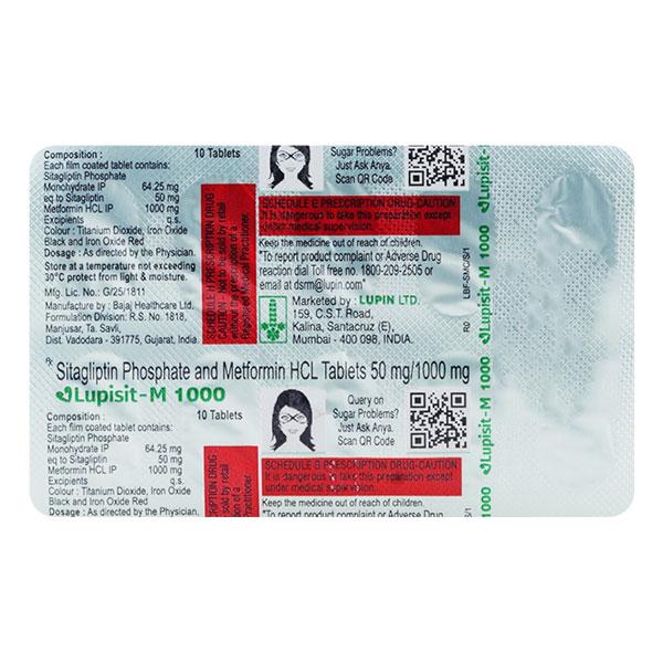 LUPISIT M 1000 Tablet 10's Price, Uses, Side effects, Substitutes | Netmeds