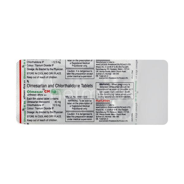 Olmesar CH 40mg Tablet 10'S : Price, Uses, Side Effects | Netmeds