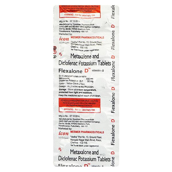 Flexalone D Tablet 10'S Price, Uses, Side effects, Substitutes | Netmeds
