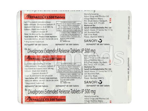 Depakote XR 500mg Tablet 15'S Price, Uses, Side effects, Substitutes ...