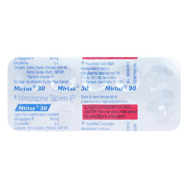 Mirtaz 30mg Tablet 10'S - Price, Uses, Side Effects, and Substitutes ...