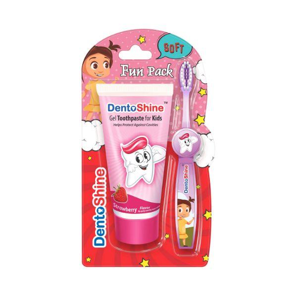 Buy Dentoshine Strawberry Flavour Kids Fun Pack 80 gm Online at Best ...