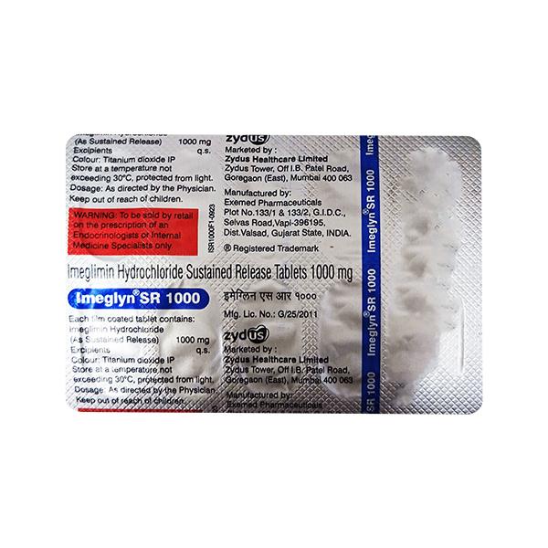 IMEGLYN SR 1000 Tablet 10's Price, Uses, Side effects, Substitutes ...