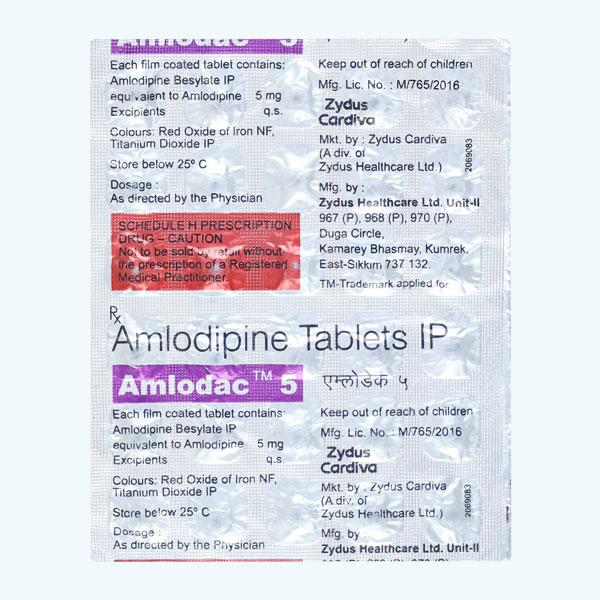 Amlodac 5mg Tablet 30'S - Price, Uses, Side Effects | Netmeds