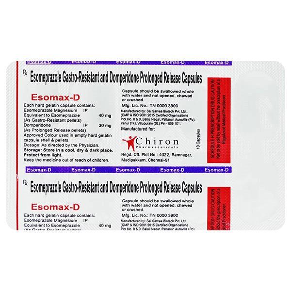 Buy ESOMAX D Capsule 10's Online at Upto 25% OFF | Netmeds