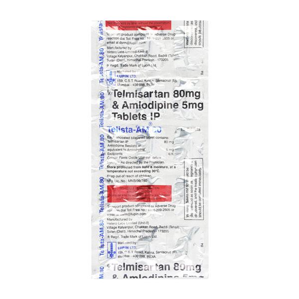 TELISTA AM 80mg Tablet 15's : Price, Uses, Side Effects | Netmeds
