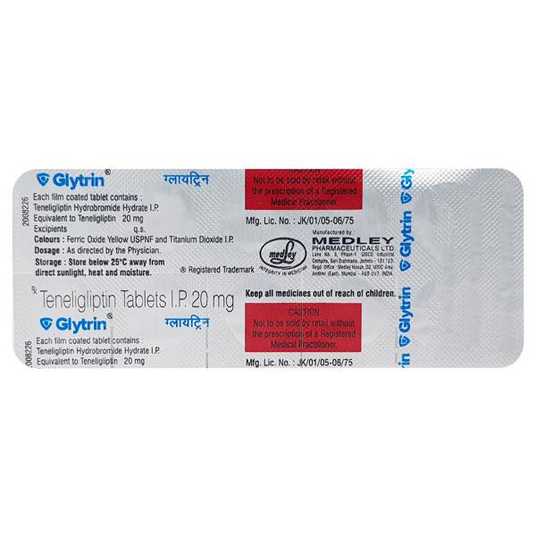 Glytrin 20mg Tablet 10'S : Price, Uses, Side Effects | Netmeds