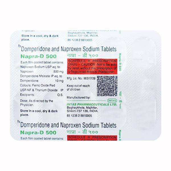 Napra D 500mg Tablet 10'S Price, Uses, Side effects, Substitutes | Netmeds