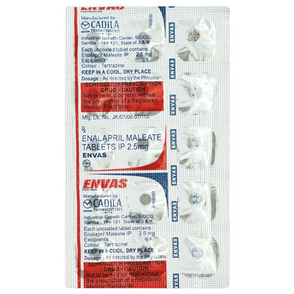 Envas 2.5mg Tablet 15'S : Price, Uses, Side Effects | Netmeds