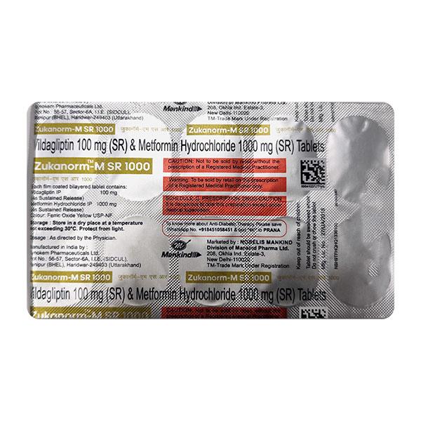 ZUKANORM M SR 1000 Tablet 10's : Price, Uses, Side Effects | Netmeds