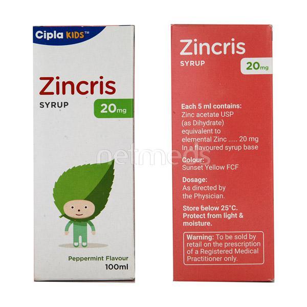 Zincris Peppermint Flavour Syrup 100ml : Uses, Side Effects, Price ...