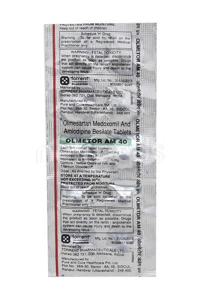 Olmetor AM 40mg Tablet 10'S : Price, Uses, Side Effects | Netmeds