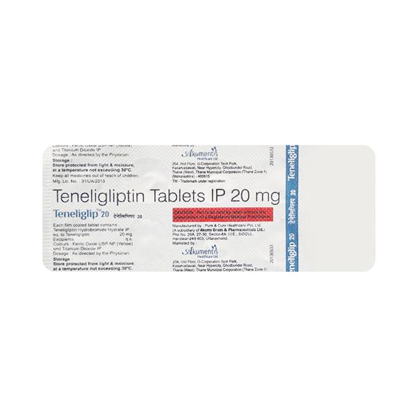 Teneliglip 20mg Tablet 10'S : Price, Uses, Side Effects | Netmeds