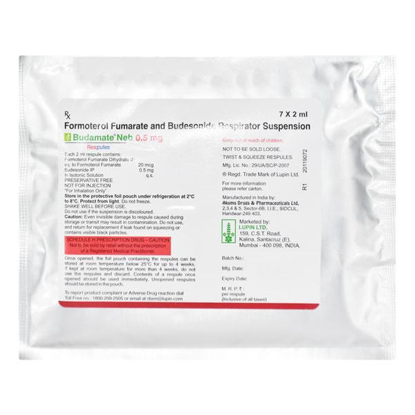Budamate Neb 0.5mg Respule 7X2ml Price, Uses, Side effects, Substitutes ...