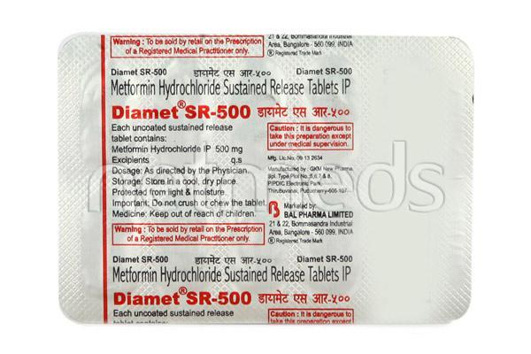 Diamet SR 500mg Tablet 10'S : Price, Uses, Side Effects | Netmeds