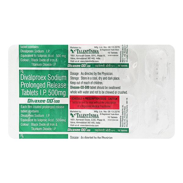 Divaxee OD 500mg Tablet 10'S Price, Uses, Side effects, Substitutes ...