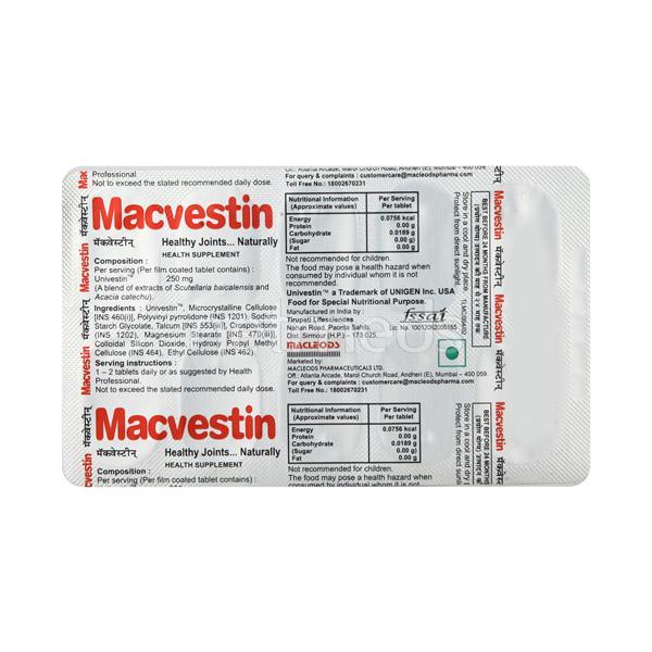 Macvestin 250mg Tablet 10'S Price, Uses, Side effects, Substitutes ...