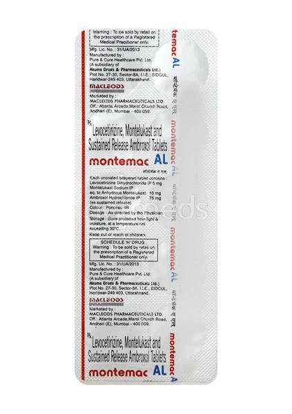 Montemac AL Tablet 10'S Price, Uses, Side effects, Substitutes | Netmeds
