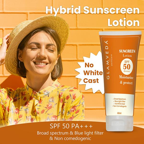 Buy Glamveda Hybrid Sunscreen Lotion SPF 50 PA+++Moisturize & Protect ...