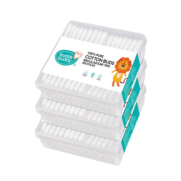 Buy Buddsbuddy 100% Pure Cotton Buds Regular Ear Tips (Pack of 3 x 100 ...