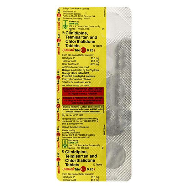 Telista Trio CL 6.25mg Tablet 10'S : Price, Uses, Side Effects | Netmeds