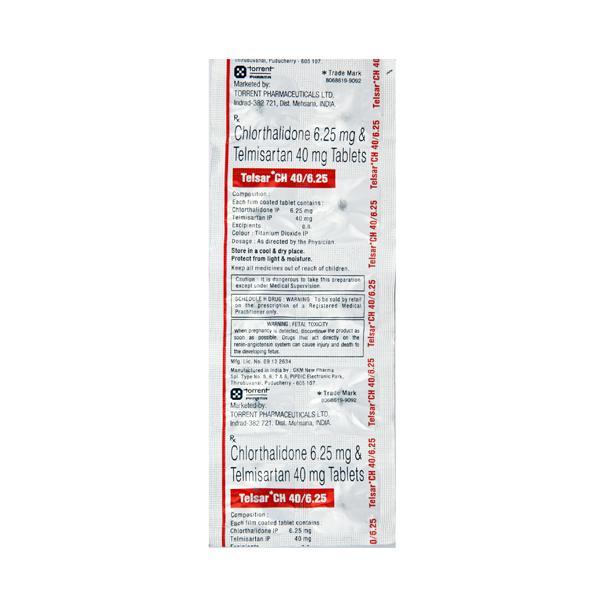 Telsar CH 40/6.25mg Tablet 10'S : Price, Uses, Side Effects | Netmeds