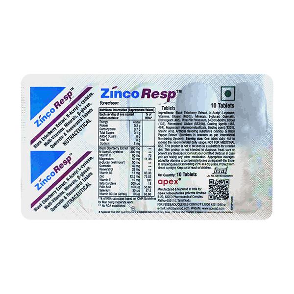 Buy ZINCORESP Tablet 10's Online | Netmeds