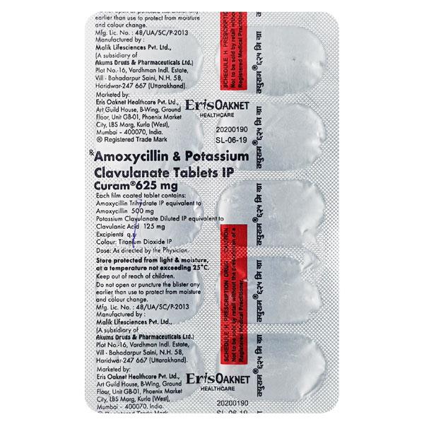 Buy Curam 625mg Tablet 10'S Online at Upto 25% OFF | Netmeds