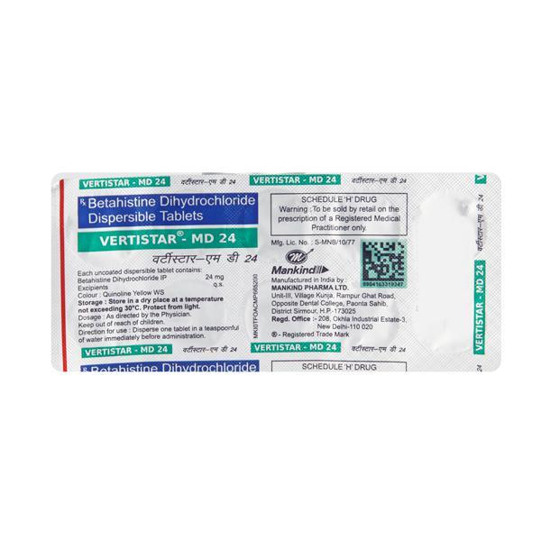 Buy Vertistar MD 24mg Tablet 10'S Online at Upto 25% OFF | Netmeds